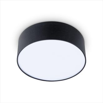 Paco Home Deckenlampe LED Lampe Esstisch Deko Wohnzimmer Modern Deckenleuchte B&uuml;ro Rund Lampenschirm Stoff Fassung E27, Farbe:Schwarz, Leuchtenform__Gr&ouml;&szlig;e:&Oslash;30cm