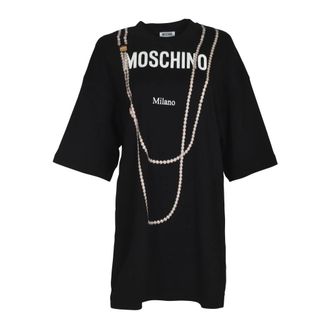 Moschino Bedrucktes schweres Baumwollkleid - - Tops - Damen - Schwarzk - XS