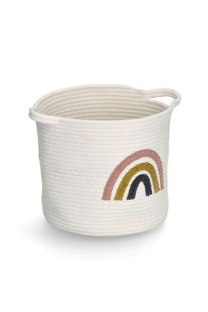 ZELLER PRESENT Aufbewahrungsk&ouml;rbchen Rainbow, Wei&szlig;, Textil, 32x32x28 cm, Spielzeug, Spielzeugkisten