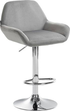 Clp Barhocker Braga Samtbezug mit Metallgestell I Höhenverstellbar und 360 drehbar I Moderner Barstuhl mit Fußstütze für Küche und Bar, Farbe:grau, Gestel