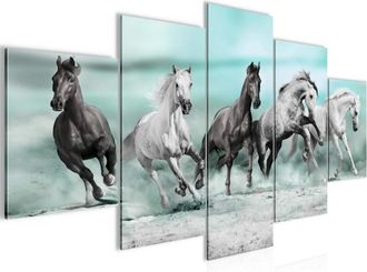 Runa Art Bilder Pferde 200 x 100 cm 5 Teilig XXL Wanddekoration Design Blau 014151b