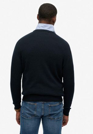 Superdry Strickpullover ESSENTIALS COTTON JUMPER aus Baumwolle, Relaxed Fit, mit Rundhalsausschnitt, melierte Optik