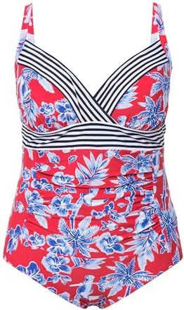 Ulla Popken Maillot de Bain Tucan Impression Recyclage pièce, Rouge, 58 Femme