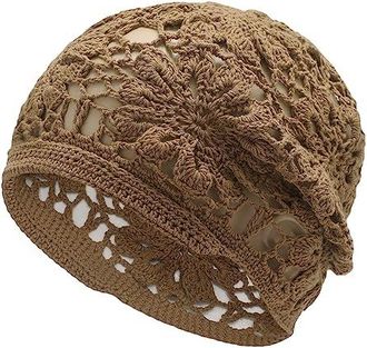 ZLYC Bonnet Souple crochet&eacute; en Coton pour Femme, Fait &agrave; la Main, pour l&eacute;t&eacute;, Taille Unique