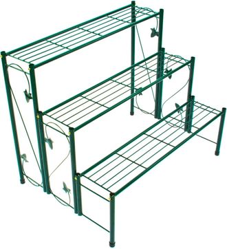 Dema Blumentreppe Verona 3 Stufen aus Metall, Pflanzentreppe mit 78x55x65 cm - Robust, Dekorativ, Langlebig für Garten, Terrasse