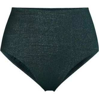 Lands End Glitzer-Bikinihose, High Waist, leichtes Shaping, Damen, Größe:48 regular, Grün, by Lands End