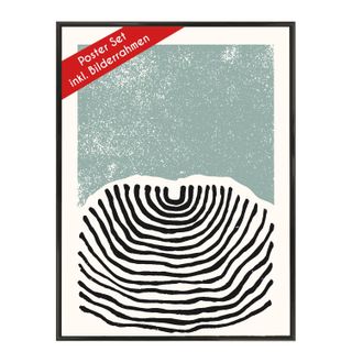 Wackadoo Poster Abstrakt Blau mit Bilderrahmen 30x40 cm gerahmtes Bild mit rahmen picture frame