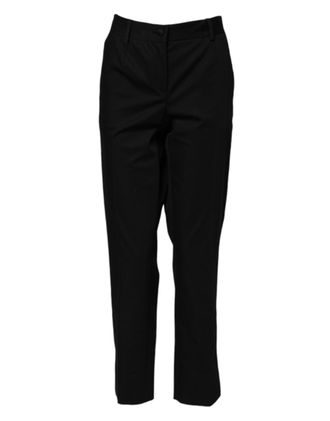 Dolce & Gabbana Womens Black Cotton High Waist Formal Pants Polyester Nylon
