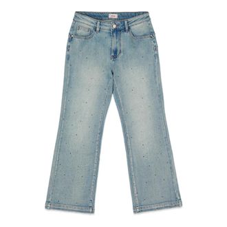 Oltre Cropped Flare Jeans mit Kristallen - - Jeans - Damen - Blau - S
