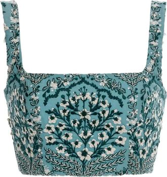 Agua Bendita Amanda Ceiba square-neck top - Bleu