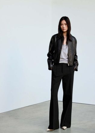 Mango Flared-Hose mit N&auml;hten schwarz - Damen - 34 - MANGO