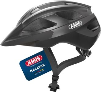 ABUS Rennradhelm Macator - sportiver Fahrradhelm f&uuml;r Einsteiger - auch f&uuml;r Zopftr&auml;ger/-innen - f&uuml;r Damen und Herren - Titan (Grau Gl&auml;nzend), Gr&ouml;&szlig;e M