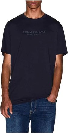 A|X Armani Exchange Homme, Tops, Bleu, Taille: L T-shirt Coupe Standard avec Logo