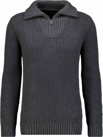 Ragman Herren Strickpullover mit Troyer-Kragen Anthrazit-019, M