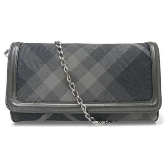 Burberry Crossbody Bags - BURBERRY GELDB&Atilde;-RSE MIT KETTE TARTAN WEB LEDER CLU - Gr. unisize - in Grau - f&uuml;r Damen