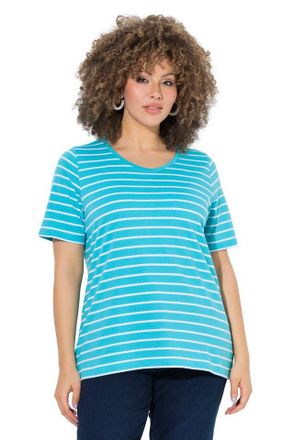 Ulla Popken T-Shirt T-Shirts 2er-Pack uni/Streifen V-Ausschnitt