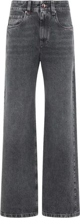 Brunello Cucinelli Femme, Jeans, Noir, Taille: 40 FR Mp095P5565C9827 Wide Jeans