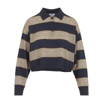 Brunello Cucinelli Jersey Gestreiftes Polohemd - - Knitwear - Damen - Mehrfarbig - S