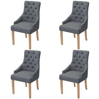 vidaXL Vidaxl - Chaises &agrave; manger lot de 4 gris fonc&eacute; tissu