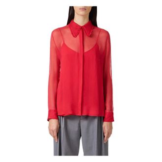 Iceberg Femme, Blouses et Chemises, Rouge, Taille: 38 FR Chemise &agrave; Manches Longues en Cr&ecirc;pe de Soie