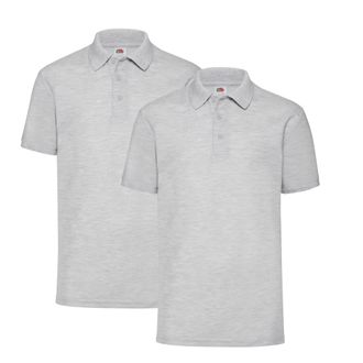 Fruit Of The Loom 2er Pique Poloshirt Herren Polo M L XL XXL 3XL 4XL 5XL HLKauf-Block (3XL, 2er Grau & 1x HLKauf-Block)