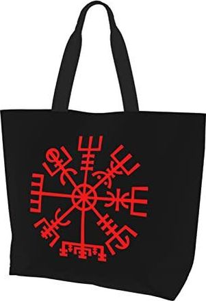 AOOEDM Viking Symbol Nordic Compass Ladies Canvas Tote Sac &agrave; provisions r&eacute;utilisable