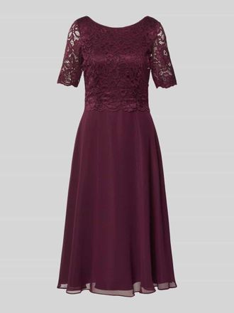 Vera Mont Tailliertes Cocktailkleid mit Spitzenbesatz