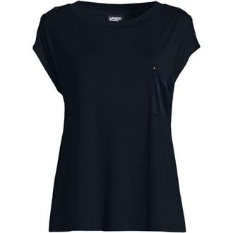 Lands End Shirt mit Brusttasche aus Viskose-Stretch, Damen, Gr&ouml;&szlig;e:48-50 regular, Grau, by Lands End