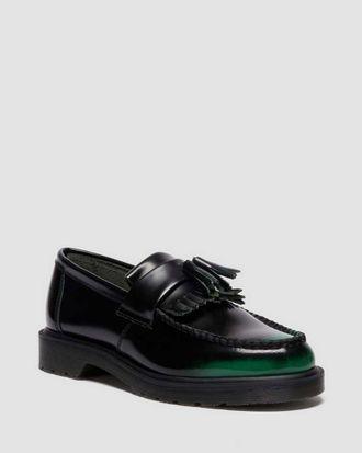 Dr. Martens Adrian Tassel Arcadia Rub Off Leder Loafer in Gr&uuml;n, Gr&ouml;&szlig;e: 36
