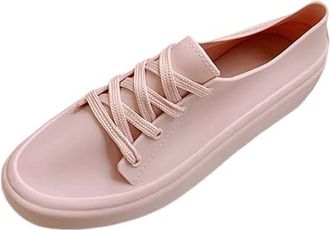 Generic Quatre bottes de pluie antid&eacute;rapantes tendance avec tube, chaussures en tissu pour femme, Rose, 37 EU