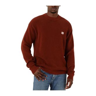 Calvin Klein Roter Baumwollwaffel-Crewneck-Pullover - - Knitwear - Herren - Braun - S