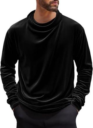 Generic Sweat-shirt en velours &agrave; manches longues pour homme - Chaud - Tendance - Uni - Col rond - Coupe ample - Confortable - Respirant - V&ecirc;tements de sport p