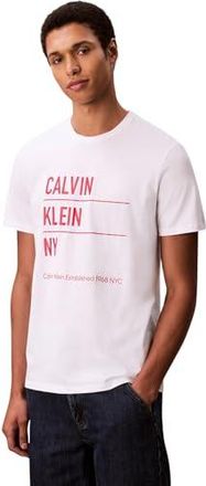 Calvin Klein T-Shirt Manches Courtes Homme Graphic avec Logo, Blanc (Brilliant White), L