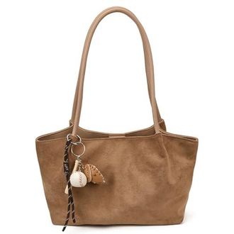 Generic Sac fourre-tout en cuir synth&eacute;tique tendance avec pendentif sous les bras pour femme, travail, shopping, voyage, kaki, 16.54x9.06x4.72inch
