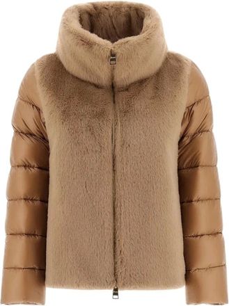 Herno Femme, Vestes, Brun, Taille: 42 FR Capa de Nylon Ultralight y Lady Alternative Fur