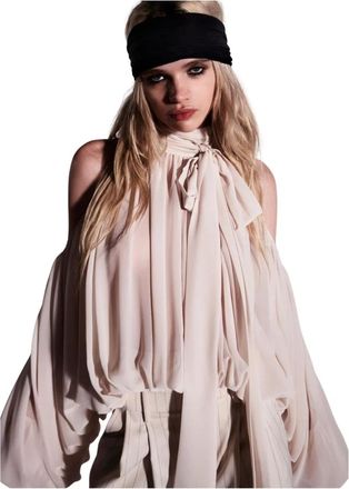 Aniye By Femme, Blouses et Chemises, Beige, Taille: 40 FR Tie-neck Off-Shoulder Blouse