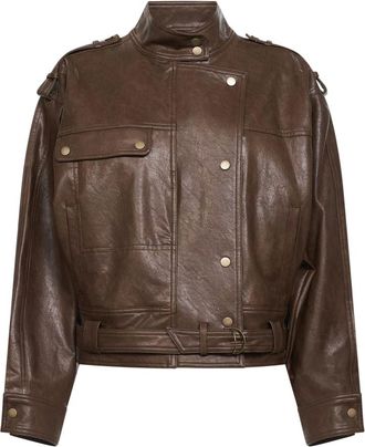 Urban Code Femme, Vestes, Brun, Taille: 38 FR Veste de motard en similicuir