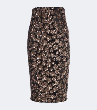 Max Mara Jupe midi &agrave; sequins