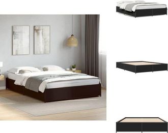 vidaXL Bettgestell Schwarz 140x200 cm Holzwerkstoff und Metall - Schlafzimmerbettw&auml;sche - Doppelbett - Lattenrost - Boxspringbett - Bettkasten
