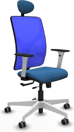 Piqueras y Crespo B&uuml;rostuhl mit Rollen mit wei&szlig;en und schwarzen Armlehnen, h&ouml;henverstellbare Lendenwirbelst&uuml;tze und festes Kopfteil, ausgestattet mit Syncro/Traslack. B