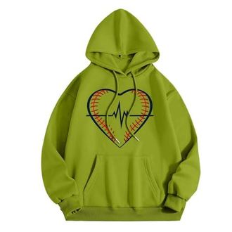 Generic 2026 Sweat &agrave; capuche d&eacute;contract&eacute; imprim&eacute; coeur pour femme, Vert, XXL