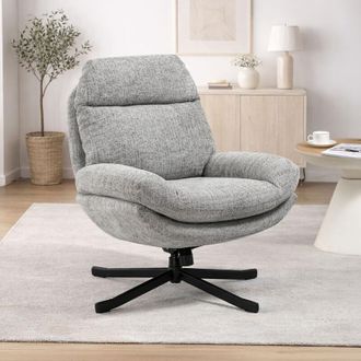 M&S Collection Fauteuil lounge pivotant 78x91x99cm en tissu gris clair chin&eacute; - ZENTY
