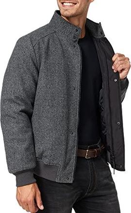 Indicode Hommes Bob Winter Jacket | Veste dhiver compos&eacute;e &agrave; 50% de laine Mini Herringbone Grey S