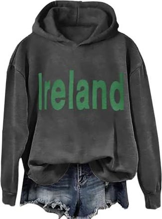Generic Pull de la Saint-Patrick pour femme, pull imprim&eacute; tr&egrave;fle irlandais &agrave; manches longues pour femme, sweatshirts de f&ecirc;te sans capuche, cadeaux tr&egrave;fle port