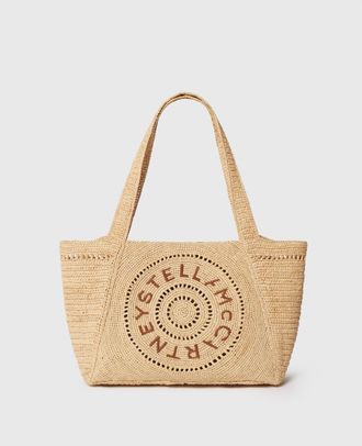 Stella McCartney Logo Raffia Medium Tote Bag