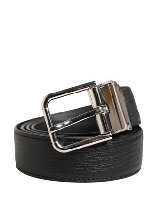Dolce & Gabbana Men Black Classic Leather Metal Buckle Belt Calf
