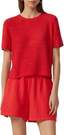 QS by s.Oliver Kurzarmpullover aus B&auml;ndchengarn