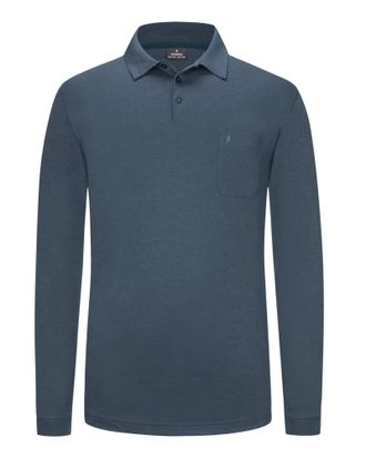 Ragman Langarm Poloshirt mit Brusttasche und Logo-Stickerei in