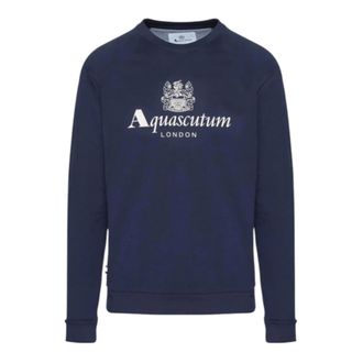 Aquascutum Homme, Sweatshirts et sweats &agrave; capuche, Bleu, Taille: XL Sweat &agrave; Col Rond avec Logo Actif