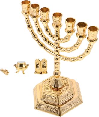 Valiclud Chanukka Kerzenhalter 7-armig Bronze Statue Bundeslade J&uuml;discher Leuchter Schabbat Tischdekoration